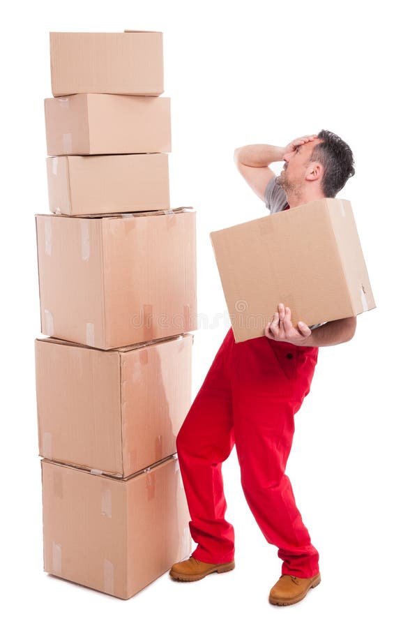 Full Body of Mover Guy Making Face Palm Gesture Stock Image - Image of ...