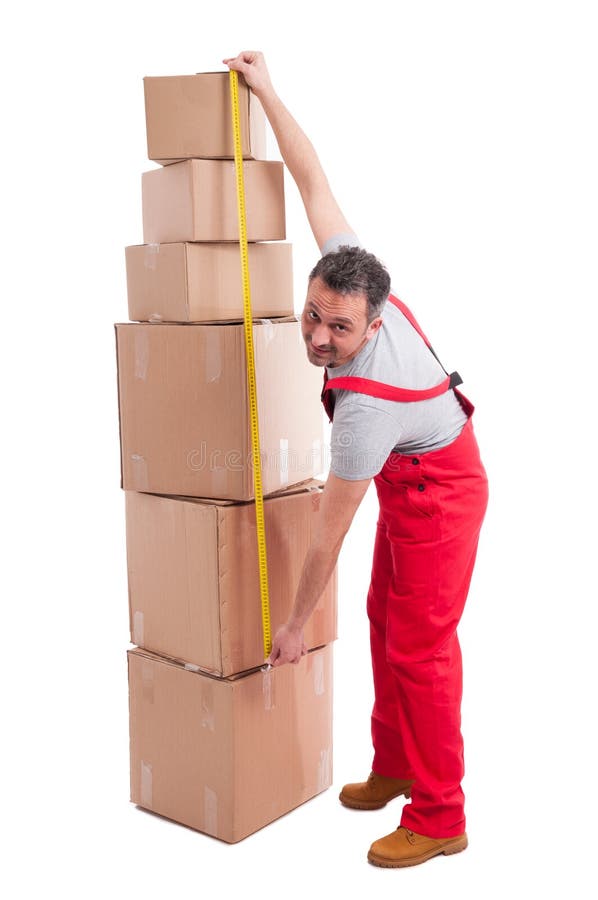 Bunch of Big Cardboard Boxes Falling Over Mover Guy Stock Photo - Image ...