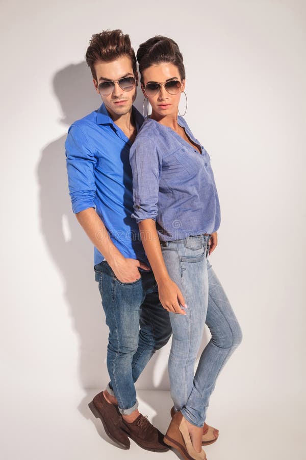 Full Body Picture of a Casual Couple Posing Stock Photo - Image of love ...