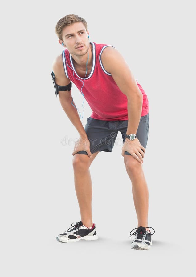 Full Body Portrait Of Man Standing With Grey Background Stock Image ...