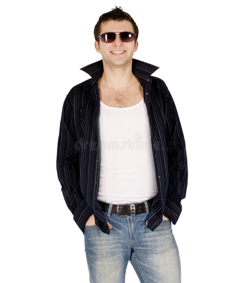 Full Body Portrait of a Casual Man Stock Photo - Image of laughing ...