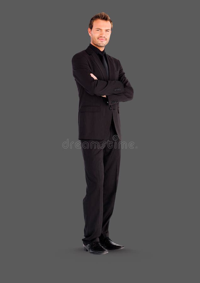 Full Body Portrait of Man Standing with Grey Background Stock Image ...