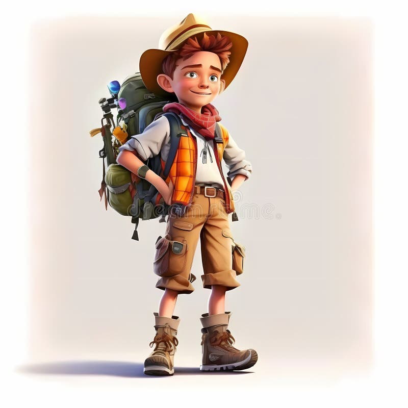 Happy Smiling Adventurer Boy. Generative AI Stock Illustration ...