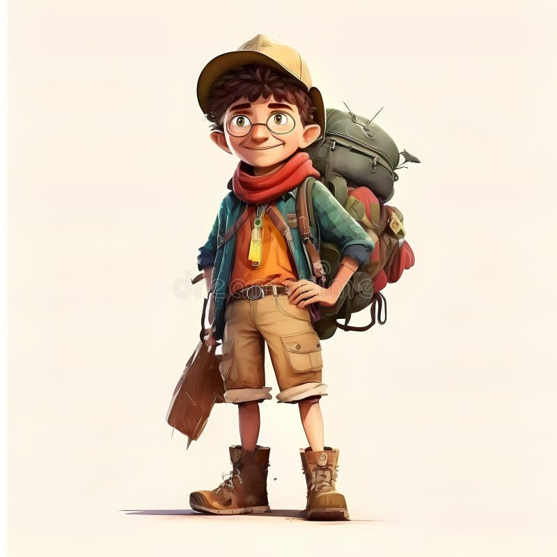 Happy Smiling Adventurer Boy. Generative AI Stock Illustration ...
