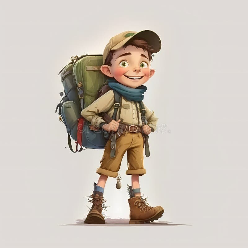 Happy Smiling Adventurer Boy. Generative AI Stock Illustration ...