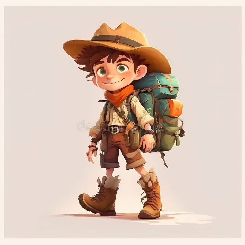 Happy Smiling Adventurer Boy. Generative AI Stock Illustration ...