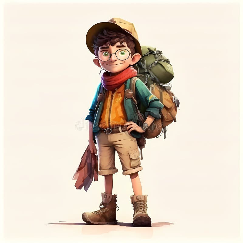 Happy Smiling Adventurer Boy. Generative AI Stock Image - Image of ...