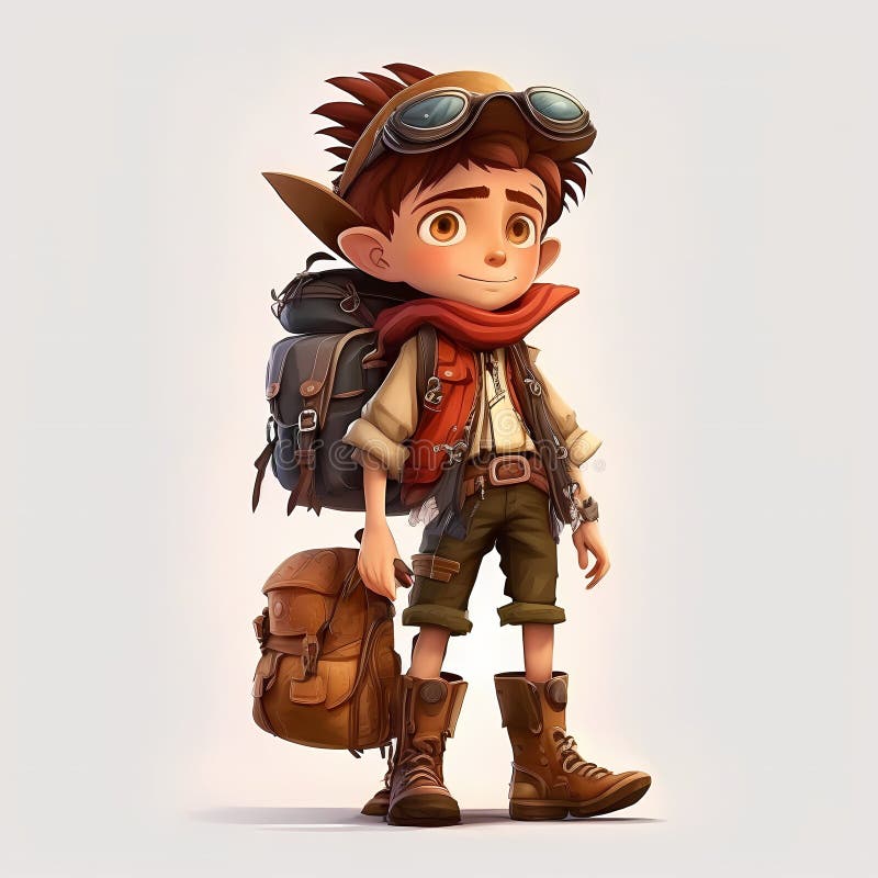 Happy Smiling Adventurer Boy. Generative AI Stock Illustration ...