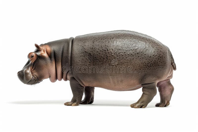 A Full-body Profile View of a Pygmy Hippopotamus, Standing Isolated on ...