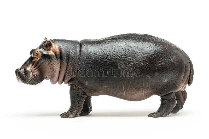 A Full-body Profile View of a Pygmy Hippopotamus, Standing Isolated on ...