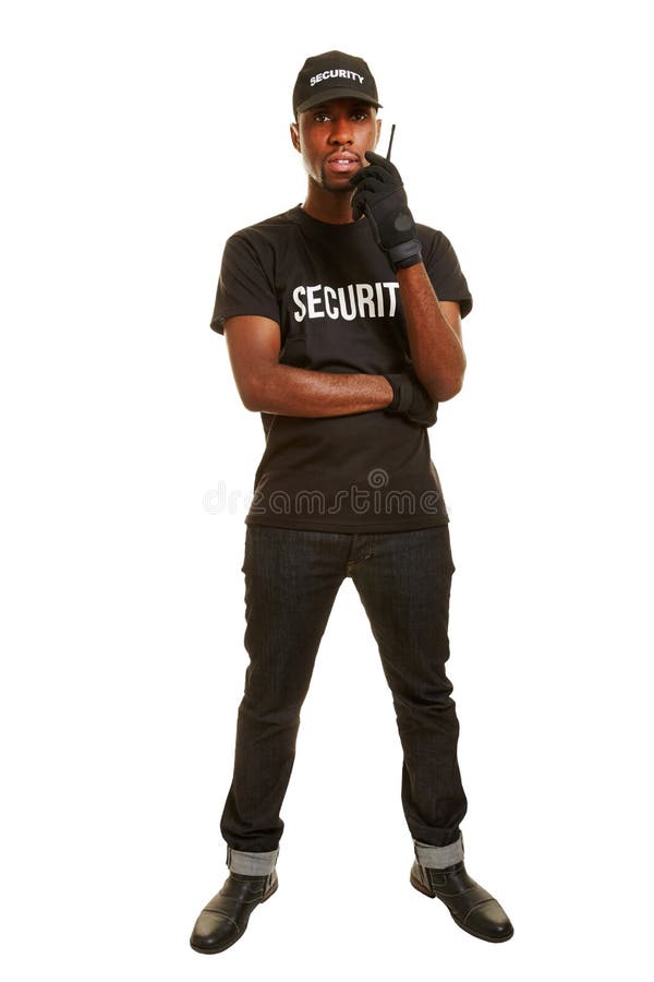 Full Body Short Of Black Man As Security Guard Stock Image - Image of ...
