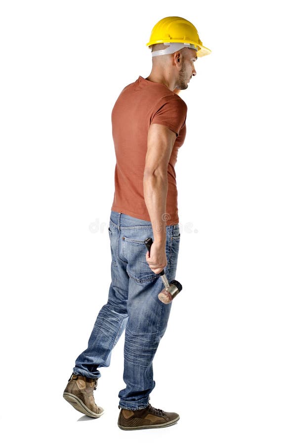 Full Body Shot of Athletic Young Construction Worker with Open Suit ...