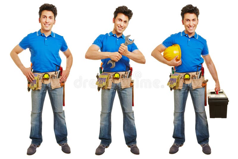 Full Body Shot of Handyman or Artisan Stock Image - Image of tool ...