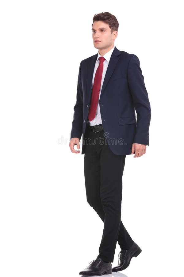 Full Body of a Young Business Man Walking Stock Image - Image of ...