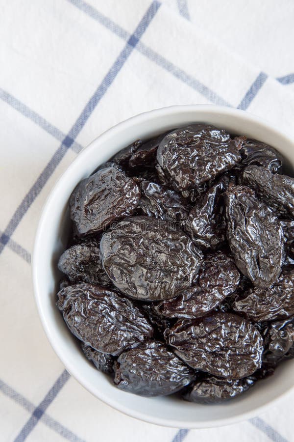 Full Bowl of Dry Prunes, Overhead View. Flat Lay, from Above Stock ...