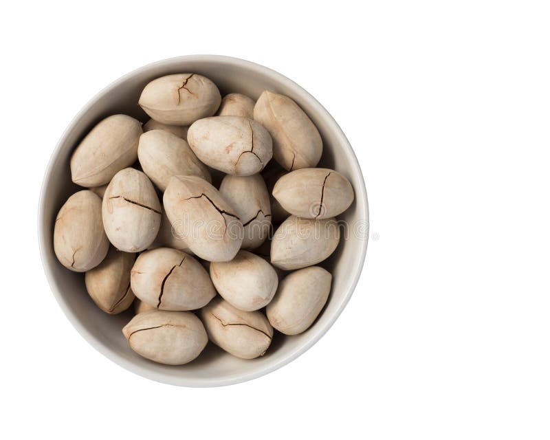 Full Bowl of Pecan Nuts in Shell, Isolated on White Background. Stock ...
