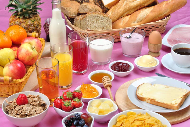 Full Breakfast with Juice and Jam Stock Photo - Image of coffee, fruit ...