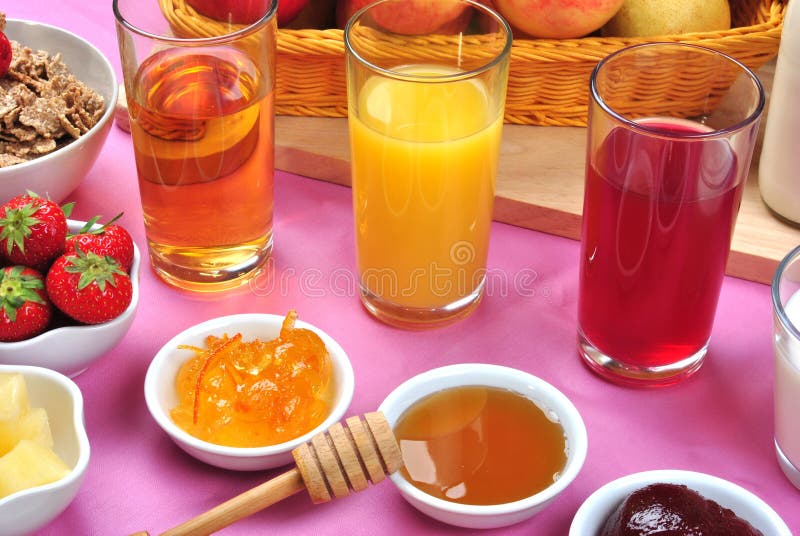 Full Breakfast with Juice and Jam Stock Image - Image of fruit ...
