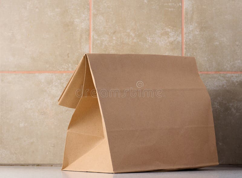 Full Brown Paper Bag, Takeaway Food Packaging Stock Photo - Image of ...