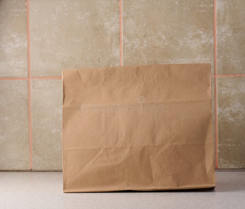 Full Brown Paper Bag, Takeaway Food Packaging Stock Image - Image of ...