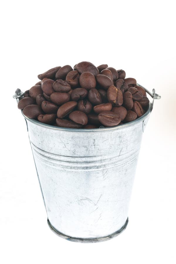 Full Bucket of Coffee Beans on a White Background Stock Image - Image ...
