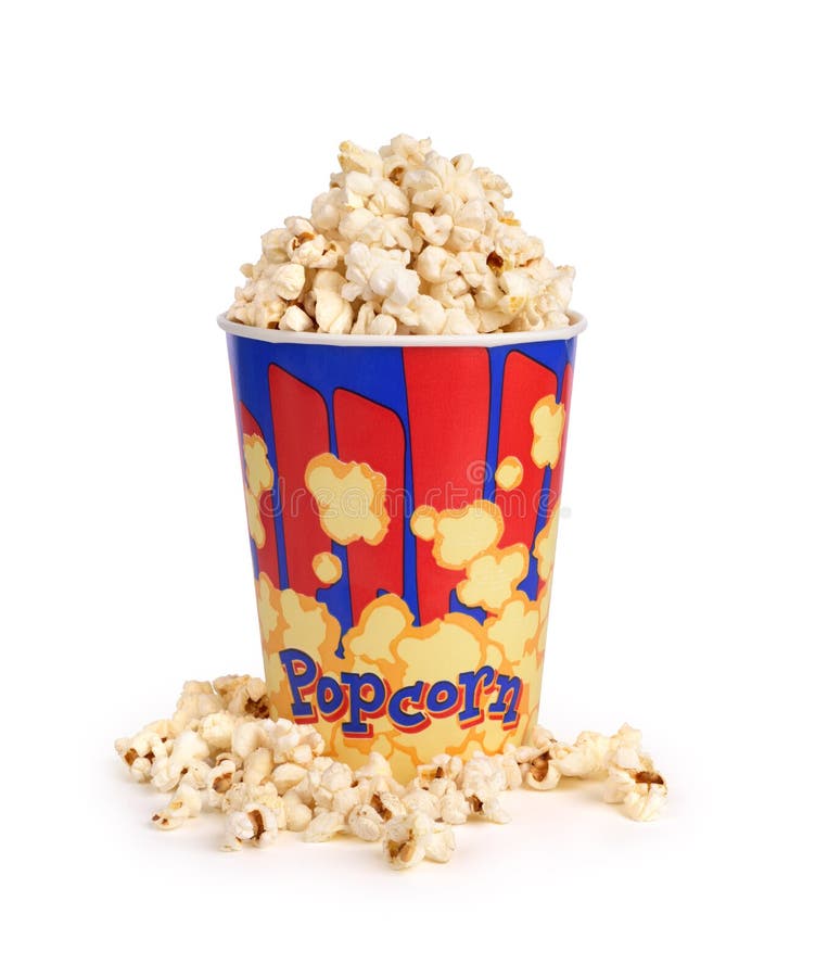 Full bucket of popcorn. stock photo. Image of carton - 37909306