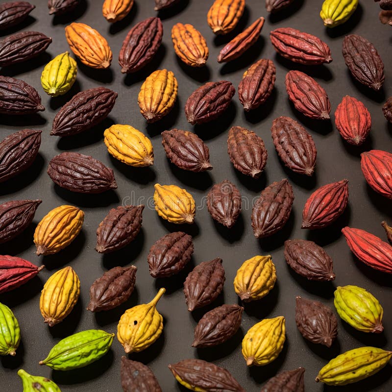 Full cacao fruits pattern stock illustration. Illustration of texture ...