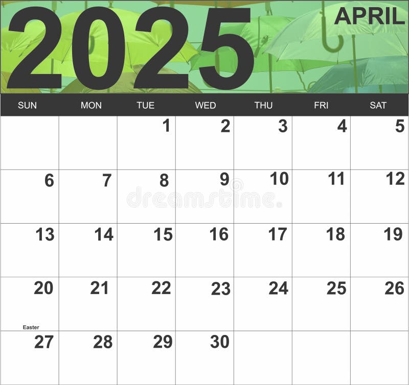 Full Calendar for April 2025 Stock Illustration - Illustration of ...
