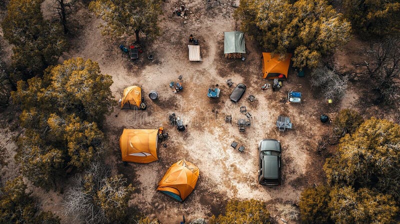 Full Camp Setup from Above, Real Layout . Stock Image - Image of ...