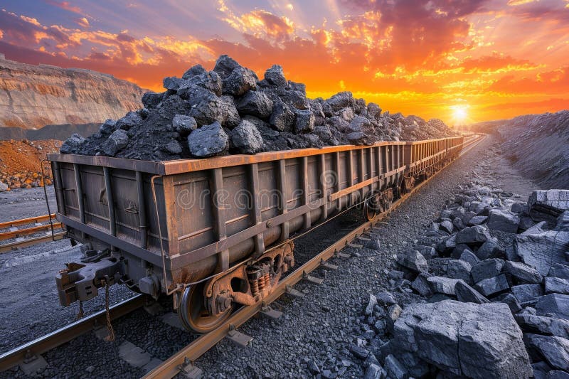 Full Car of Coal Ready for Transportation. Coal Mining Concept Stock ...