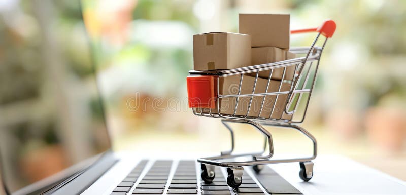 Full Cart on Computer, AI Generated Stock Illustration - Illustration ...