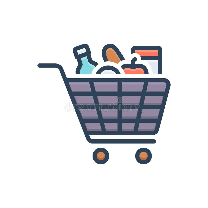 Color Illustration Icon for Full Cart, Full and Basket Stock Vector ...