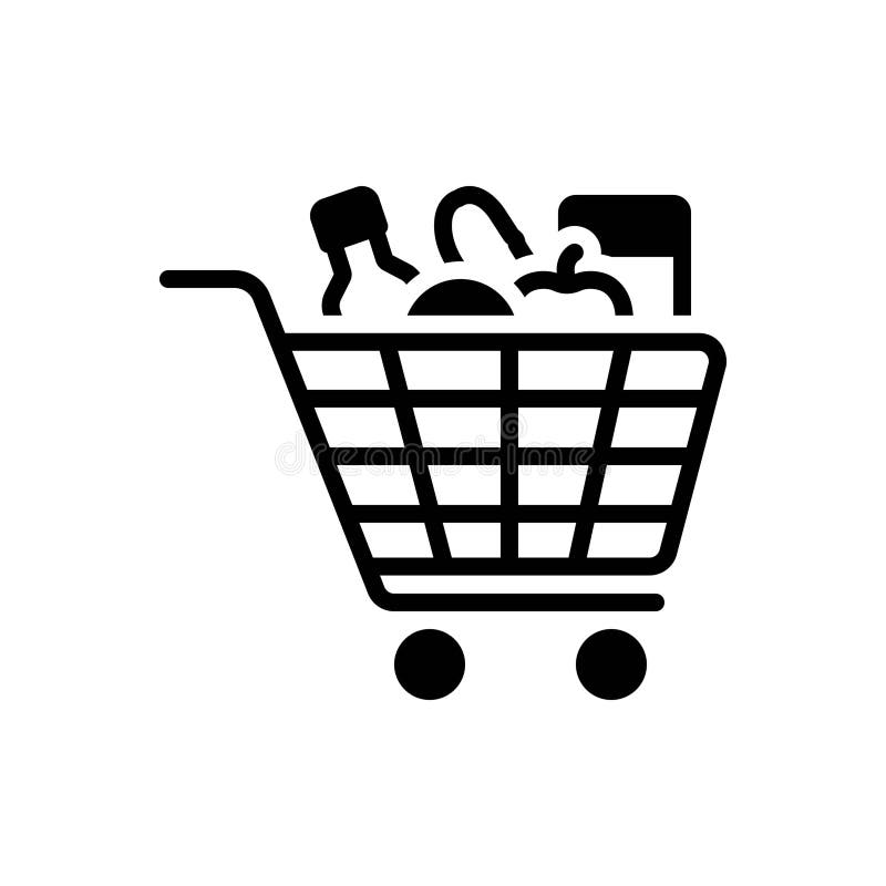 Black Solid Icon for Full Cart, Full and Basket Stock Illustration ...