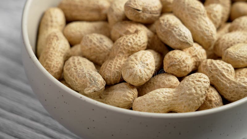 Full Ceramic Bowl of Roasted Peanuts in Shell. Whole Unshelled ...