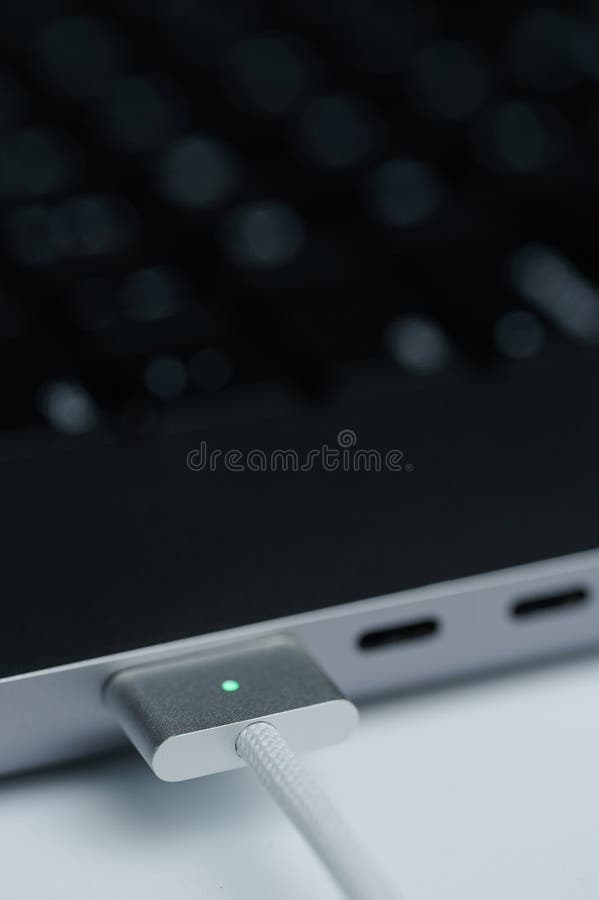 Full Charge in Laptop Indicator Stock Photo - Image of jack, plug ...