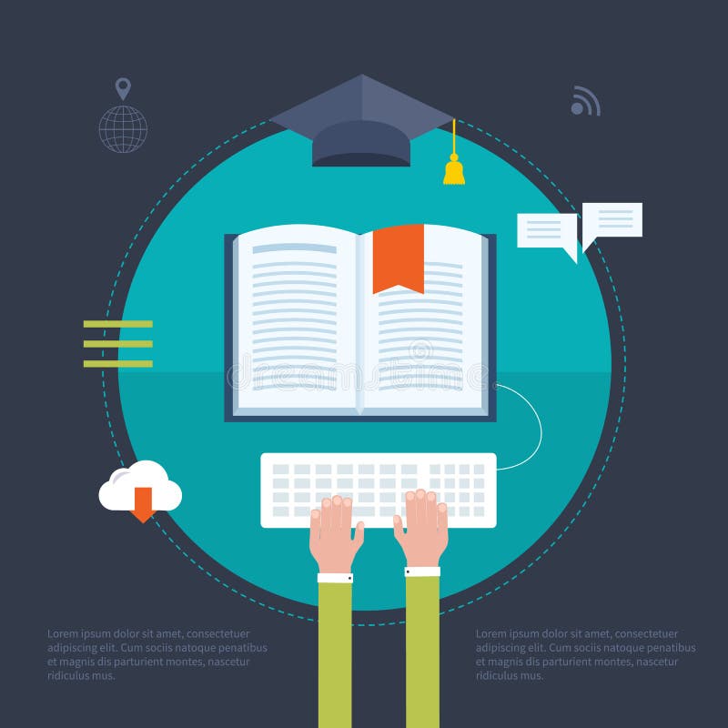 Full circle of e-learning stock vector. Illustration of flat - 54470493