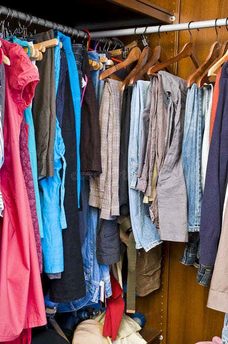 Full closet stock photo. Image of jumble, jean, dresses - 15160882
