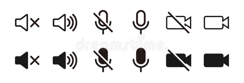Full Collection of Microphone Mic, Speaker, and Video Icons Set Vector ...