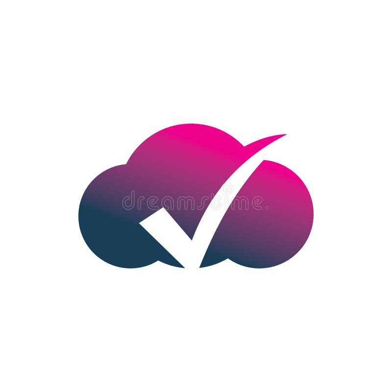 Cloud Check Mark Line Icon. Aproved Access Tick Symbol. Cloud Computing ...