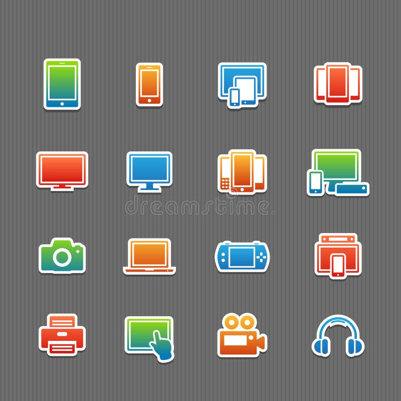 Full Color Device Symbol Icon Set Stock Vector - Illustration of ...