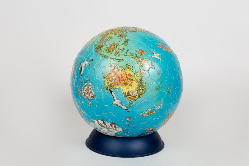 Full-color Globe on a Stand on a White Background. Selective Focus ...