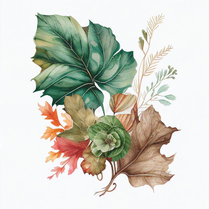 Full Color Leaf and Flowers Pattern Created with Generative AI ...