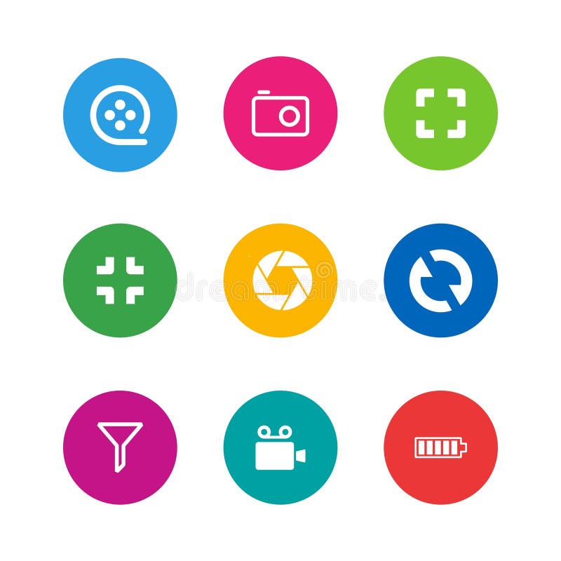 Full-color Multimedia Icon Set, Media and Technology Simple Vector ...