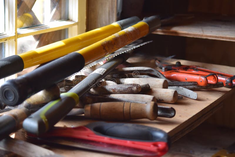 Full Color Photo of Tools on a Workbench Stock Photo - Image of color ...