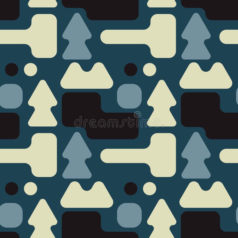 Full Colour Shape Forest Seamless Pattern Stock Vector - Illustration ...