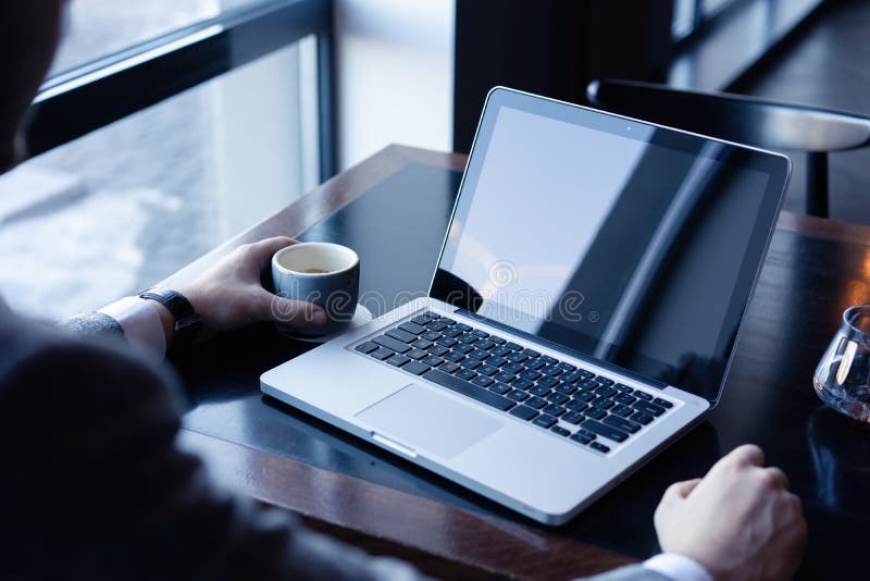 Full Concentration. Good Looking Young Man in Full Suit Using Computer ...