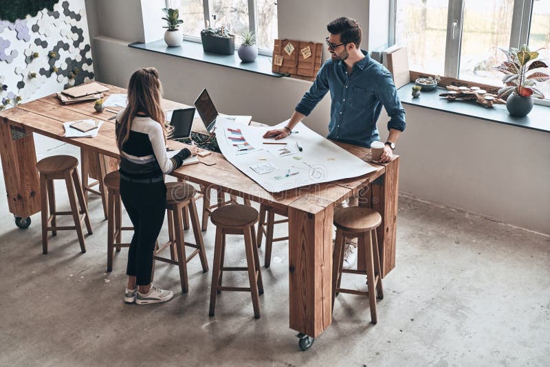 Full Concentration at Work. Group of Young Business People Working and ...