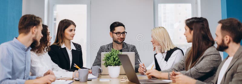 Full Concentration at Work. Corporate Team Working Colleagues Working ...