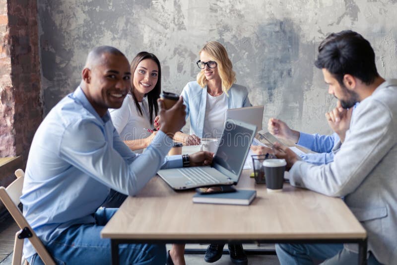 Full Concentration at Work. Group of Young Business People Working and ...