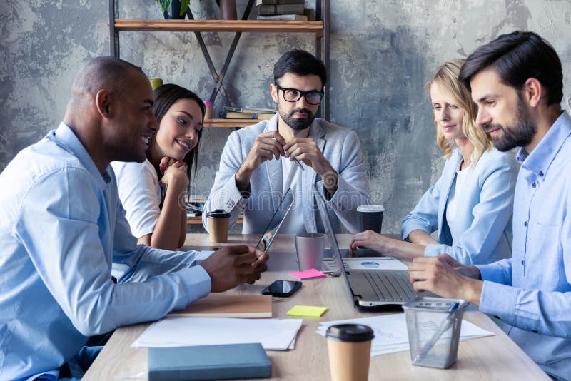Full Concentration at Work. Group of Young Business People Working and ...